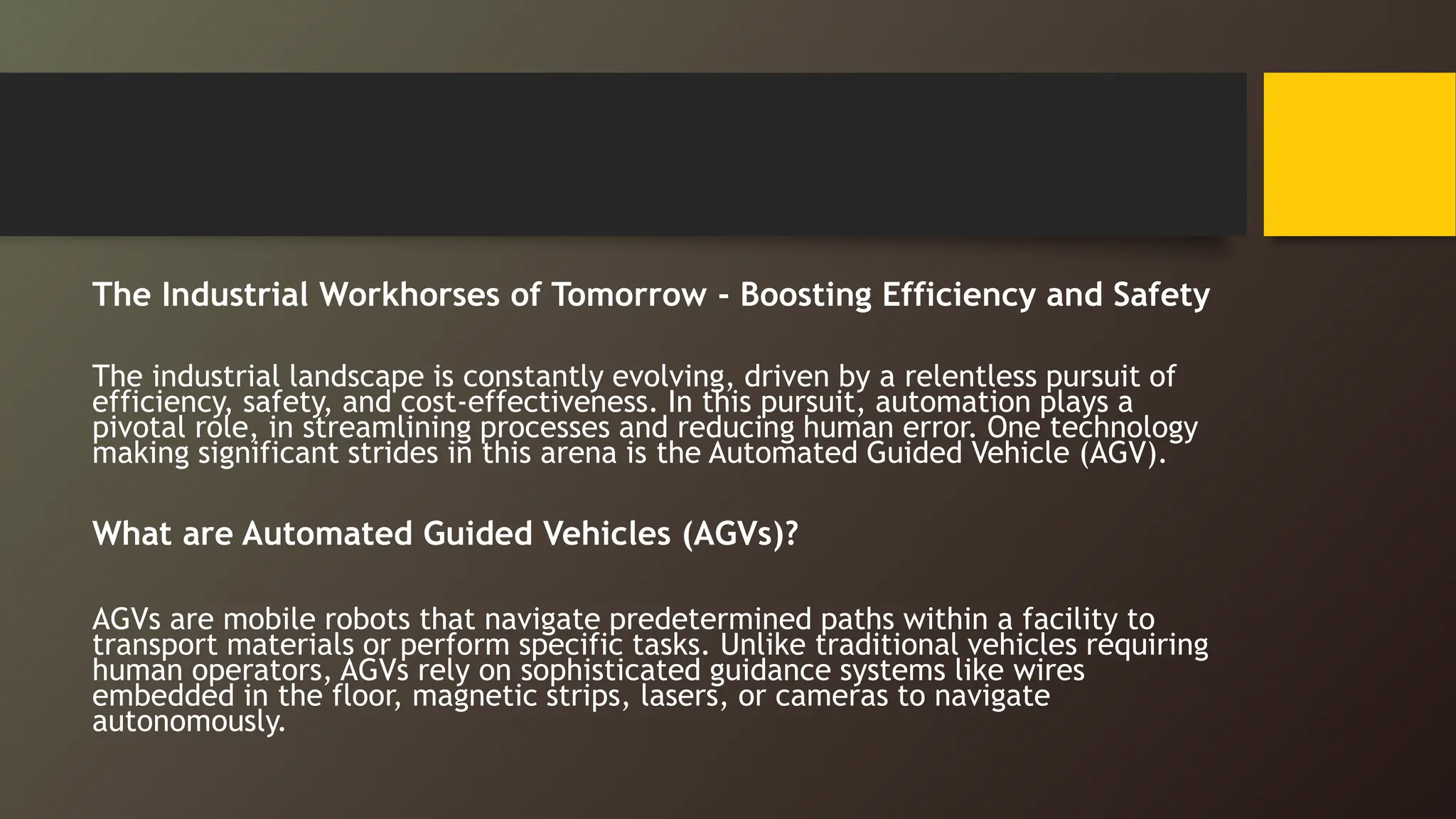 Automated guided vehicles | SJK Innovations | PPTX
