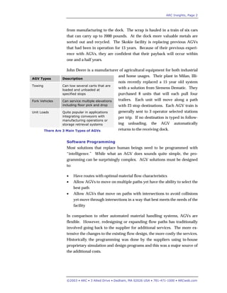 Automated Guided Vehicles Flexible, Yet Automated Material Handling | PDF | Logistics | Business
