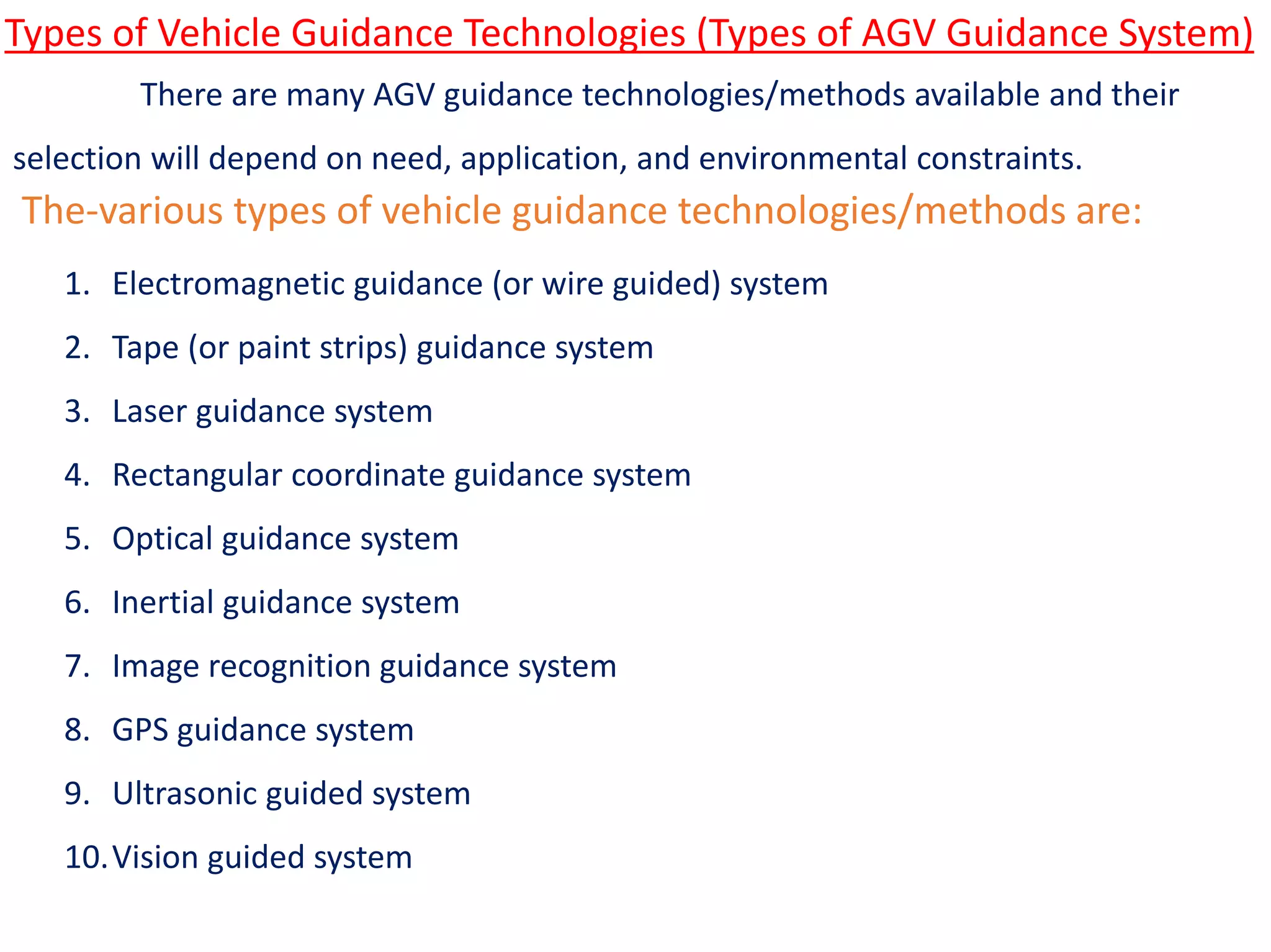 Automated guided vehicle systems (AGVs) | PDF
