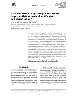 How automated image analysis techniques help scientists in species ...