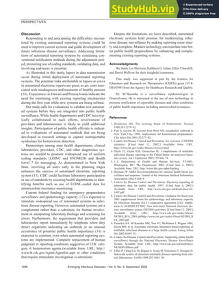 Automated Laboratory Reporting of Infectious Diseases in a Climate of ...