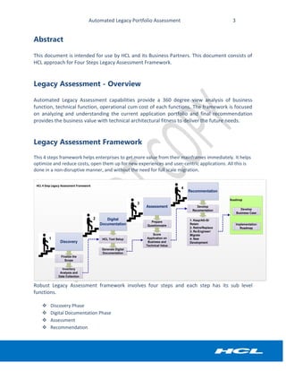 Automated legacy portfolio assessment | PDF