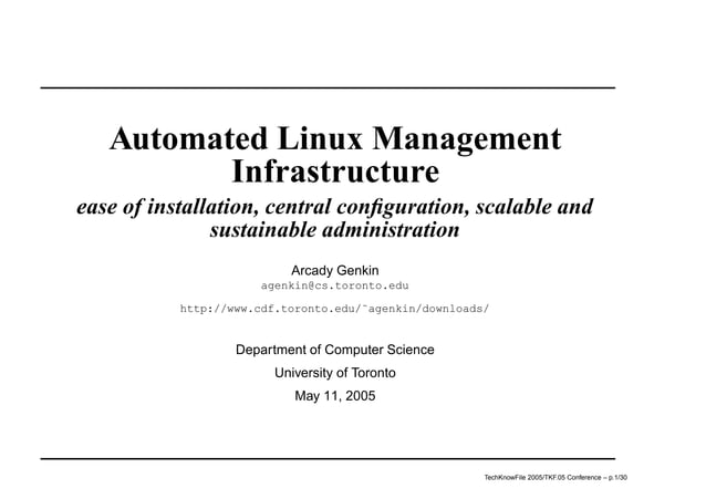 Automated Linux Management Infrastructure | PPT