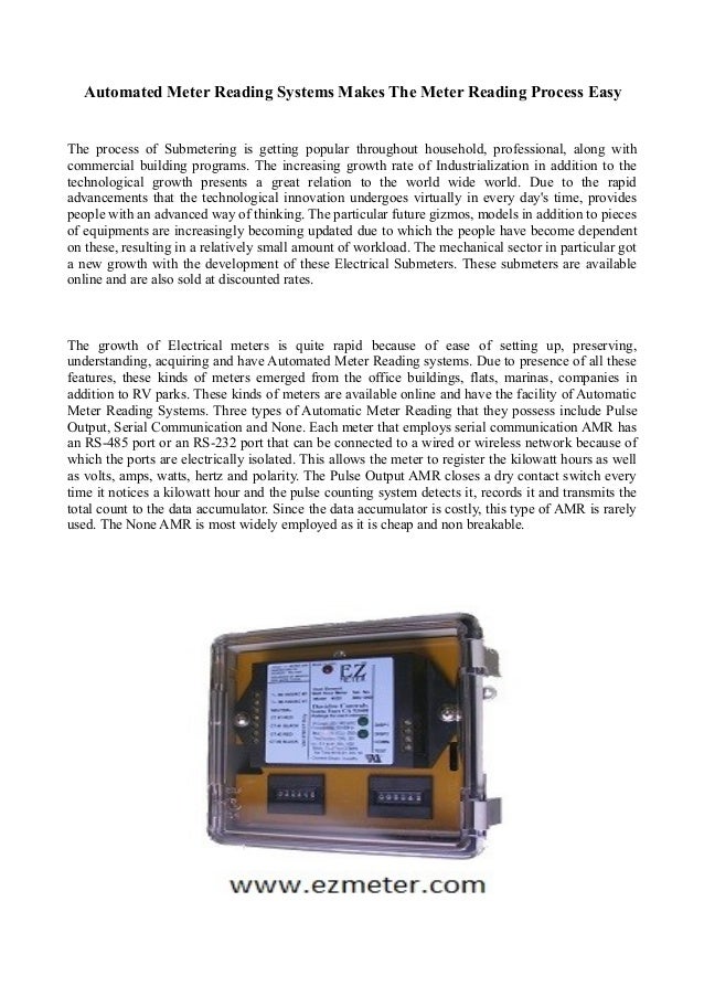 Automated meter reading systems makes the meter reading process easy