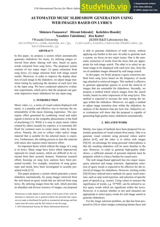 Automated Music Slideshow Generation Using Web Images Based On Lyrics | PDF