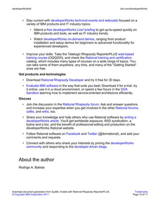 Automate document generation from SysML models with Rational Rhapsody ...