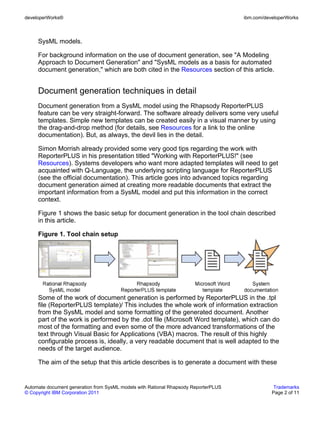 Automate document generation from SysML models with Rational Rhapsody ReporterPLUSl models with ...