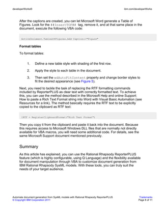 Automate document generation from SysML models with Rational Rhapsody ReporterPLUSl models with ...