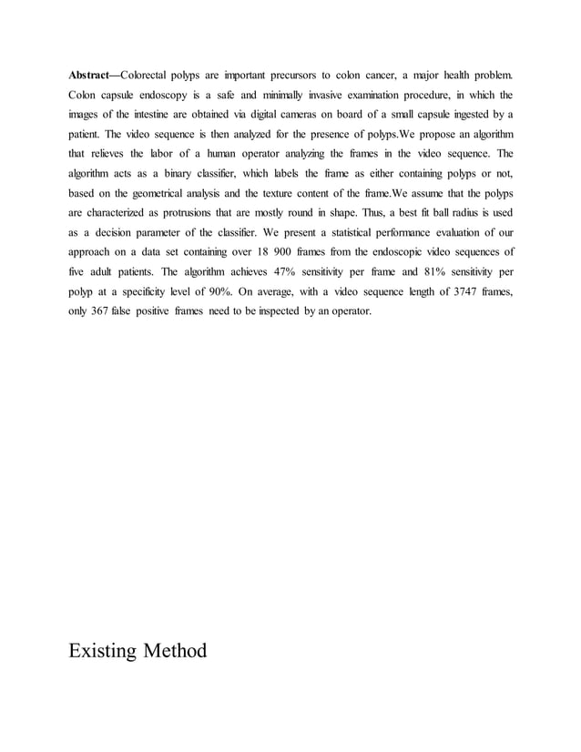 Ieee 2014 Matlab Image Processing Projects Automated Polyp Detection In Colon Capsule Endoscopy