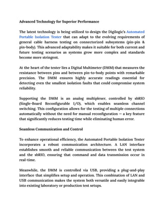 Automated Portable Isolation Tester From Digilogic Systems | PDF