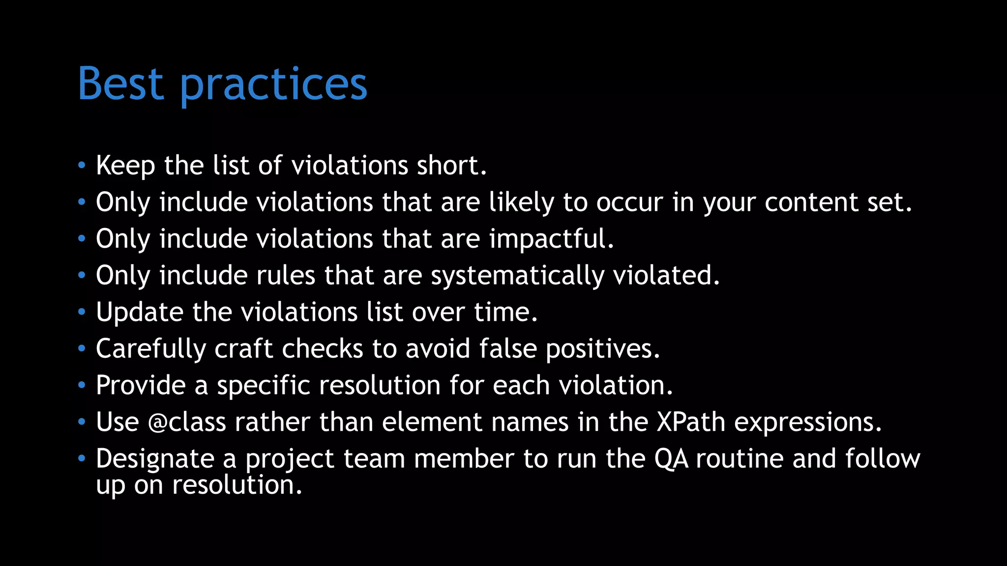 Automated QA of DITA content sets | PPTX