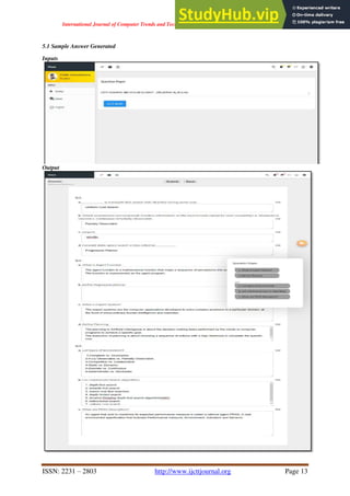 Automated Question Paper Generator And Answer Checker Using Information Retrieval Approach | PDF