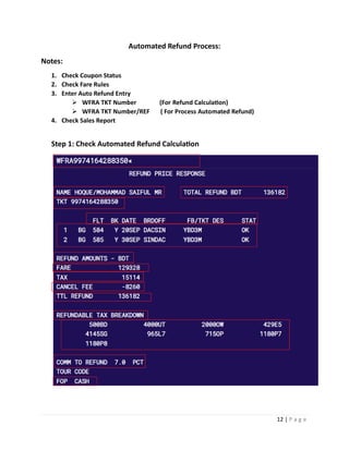 SABRE GDS Automated Reissue and Refund Process By Md Shaifullar Rabbi | PDF