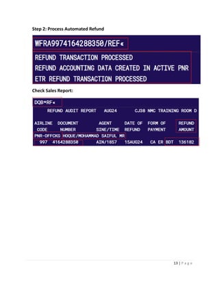 SABRE GDS Automated Reissue and Refund Process By Md Shaifullar Rabbi | PDF