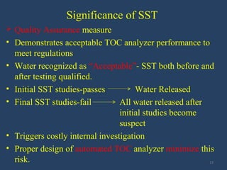 Automated release of water using on line TOC analysis and FDA risk ...