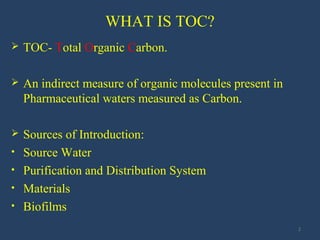 Automated release of water using on line TOC analysis and FDA risk ...