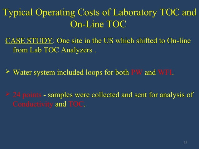 Automated release of water using on line TOC analysis and FDA risk ...