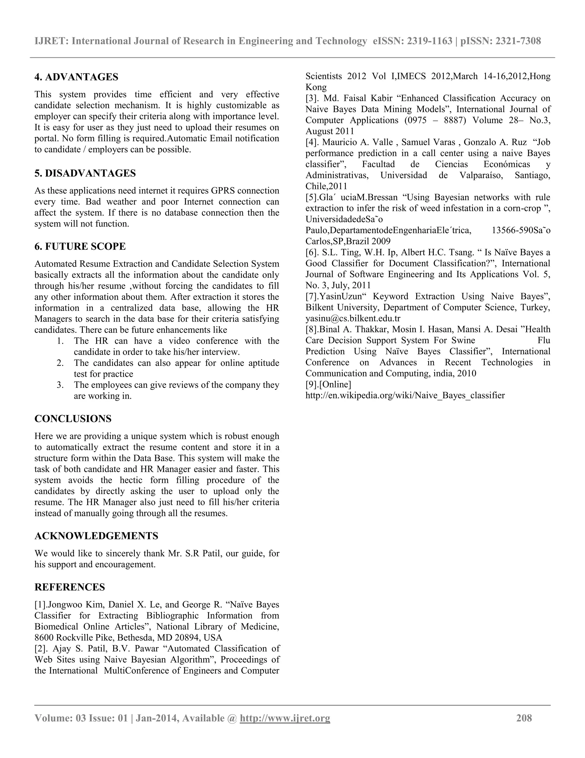 Automated Resume Extraction And Candidate Selection System Pdf