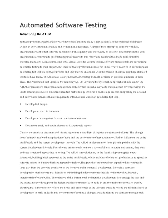 Automated software testing | PDF