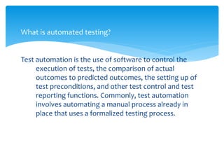 Automated software testing | PPT