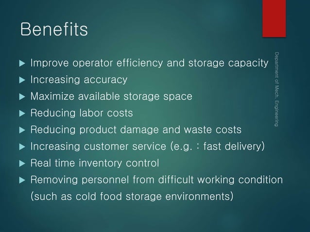 AUTOMATED STORAGE AND RETRIEVAL SYSTEM.pptx | Data Storage and Warehousing | Computing