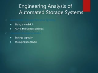 AUTOMATED STORAGE AND RETRIEVAL SYSTEM.pptx | Data Storage and Warehousing | Computing