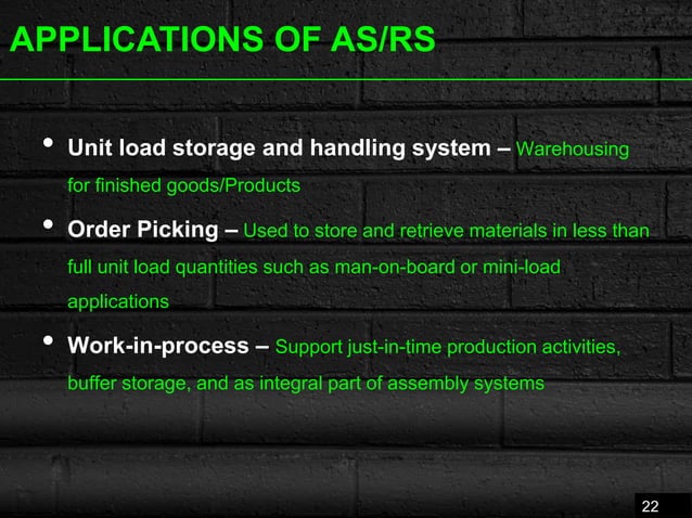 Automated storage and retrieval systems | PPTX | Data Storage and Warehousing | Computing