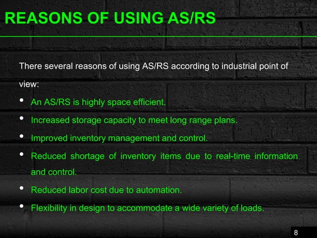 Automated storage and retrieval systems | PPTX | Data Storage and Warehousing | Computing
