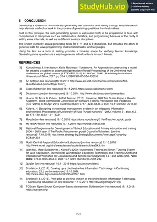 AUTOMATED SYSTEM FOR GENERATING AND VALIDATION A LEARNING TESTS | PDF