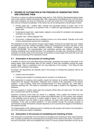 AUTOMATED SYSTEM FOR GENERATING AND VALIDATION A LEARNING TESTS | PDF