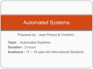 Automated systems | PPTX