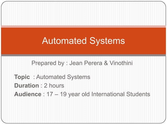 Automated systems | PPTX