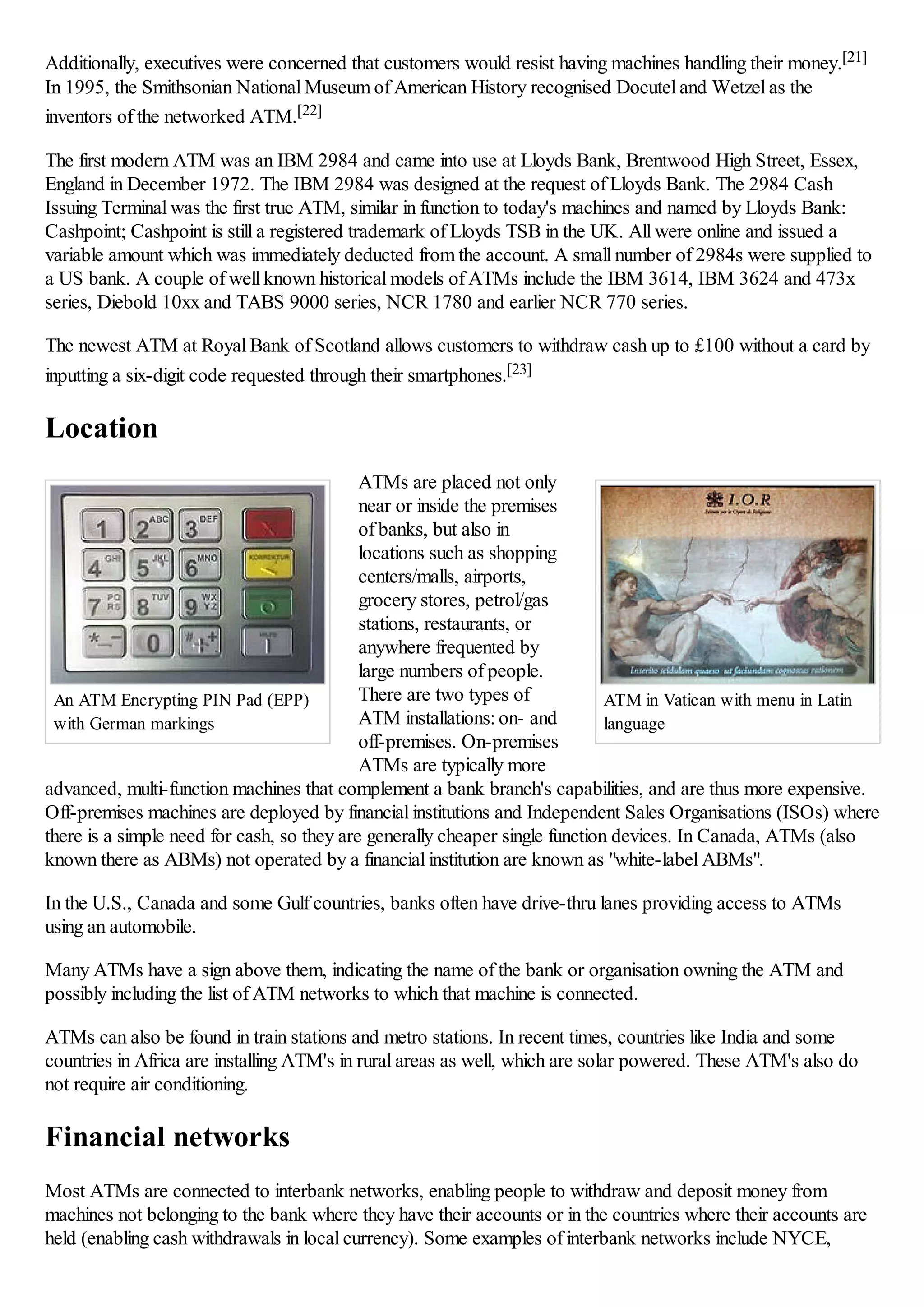 Automated teller machine wikipedia, the free encyclopedia | PDF