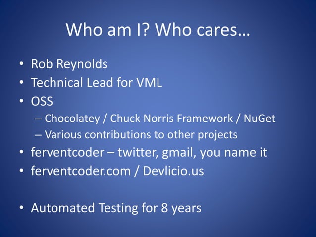 Automated Testing But Like For Powershell April 2012 Ppt
