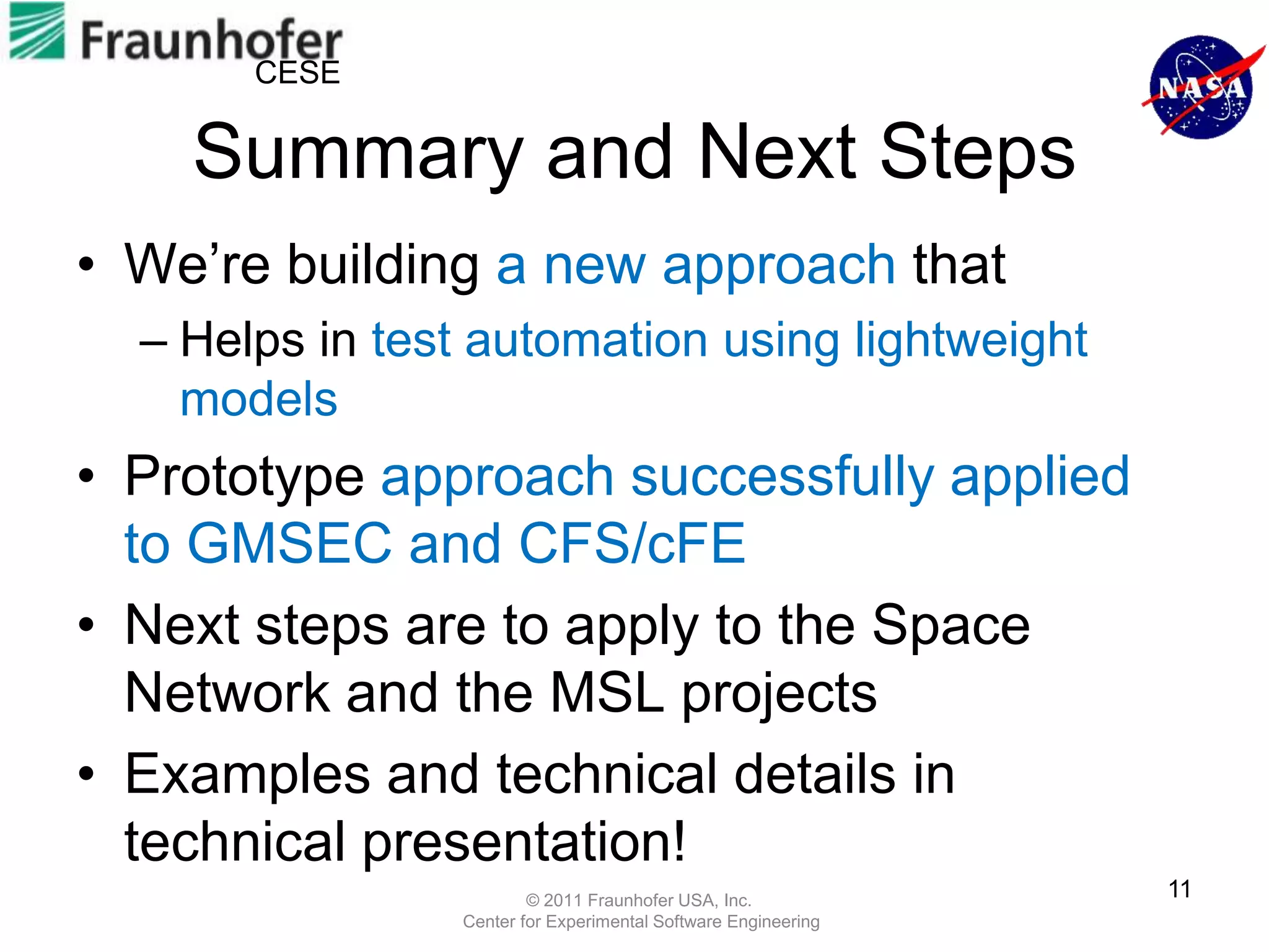 Automated Testing of NASA Software | PPTX