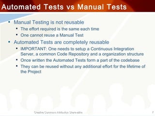 Automated testing vs manual testing | PPT