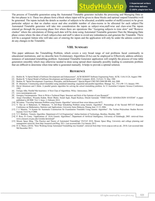 Automated Timetable Generator | PDF