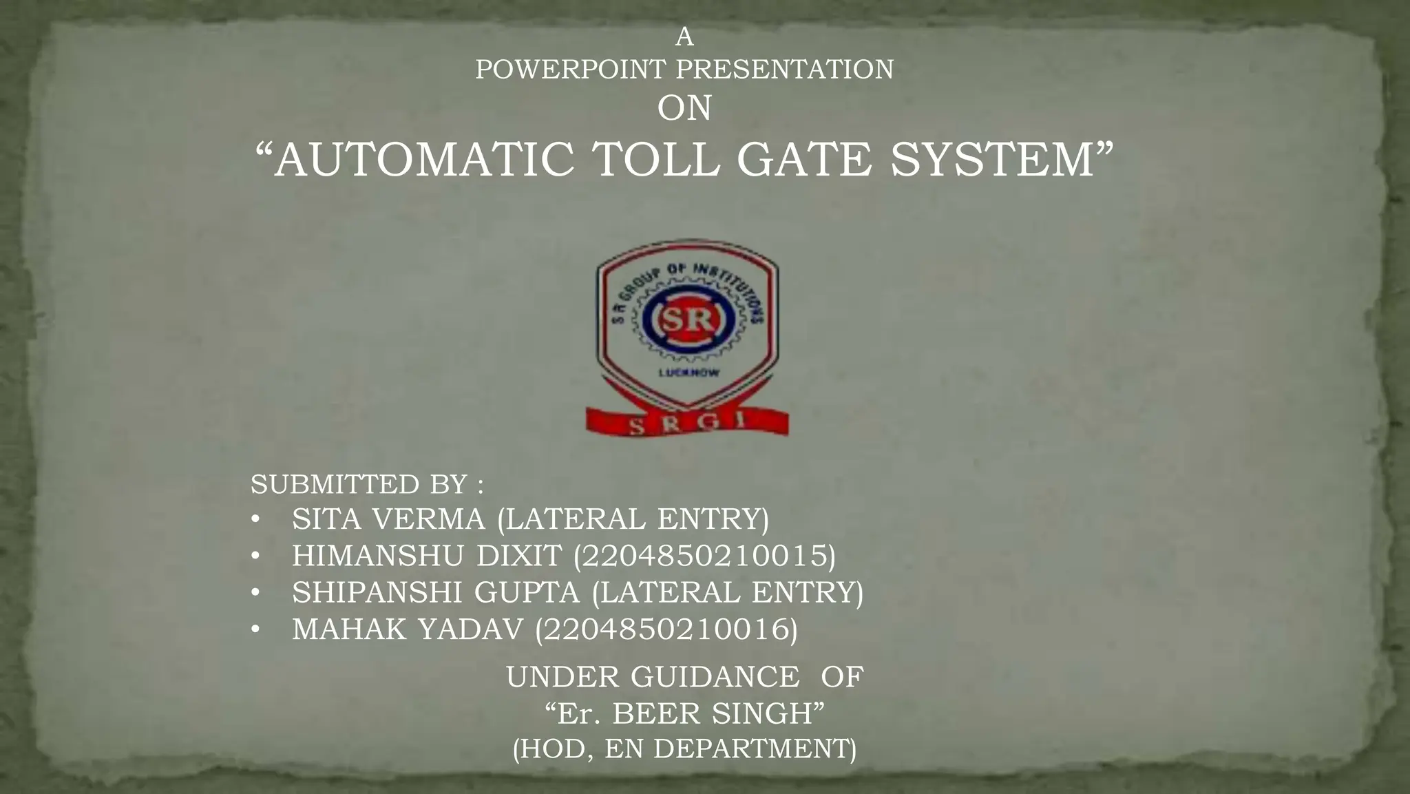 Presentation on Automatic Toll collection system using RFID | PPTX