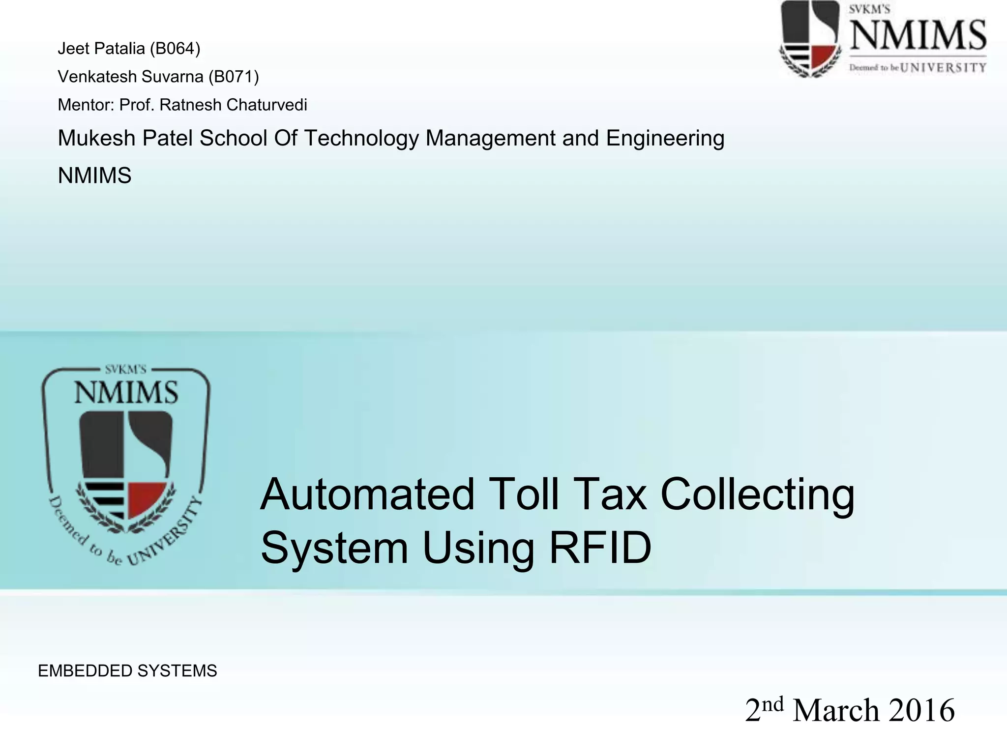 Automated toll tax collection using rfid | PPT