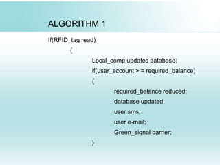 Automated toll tax collection using rfid | PPT