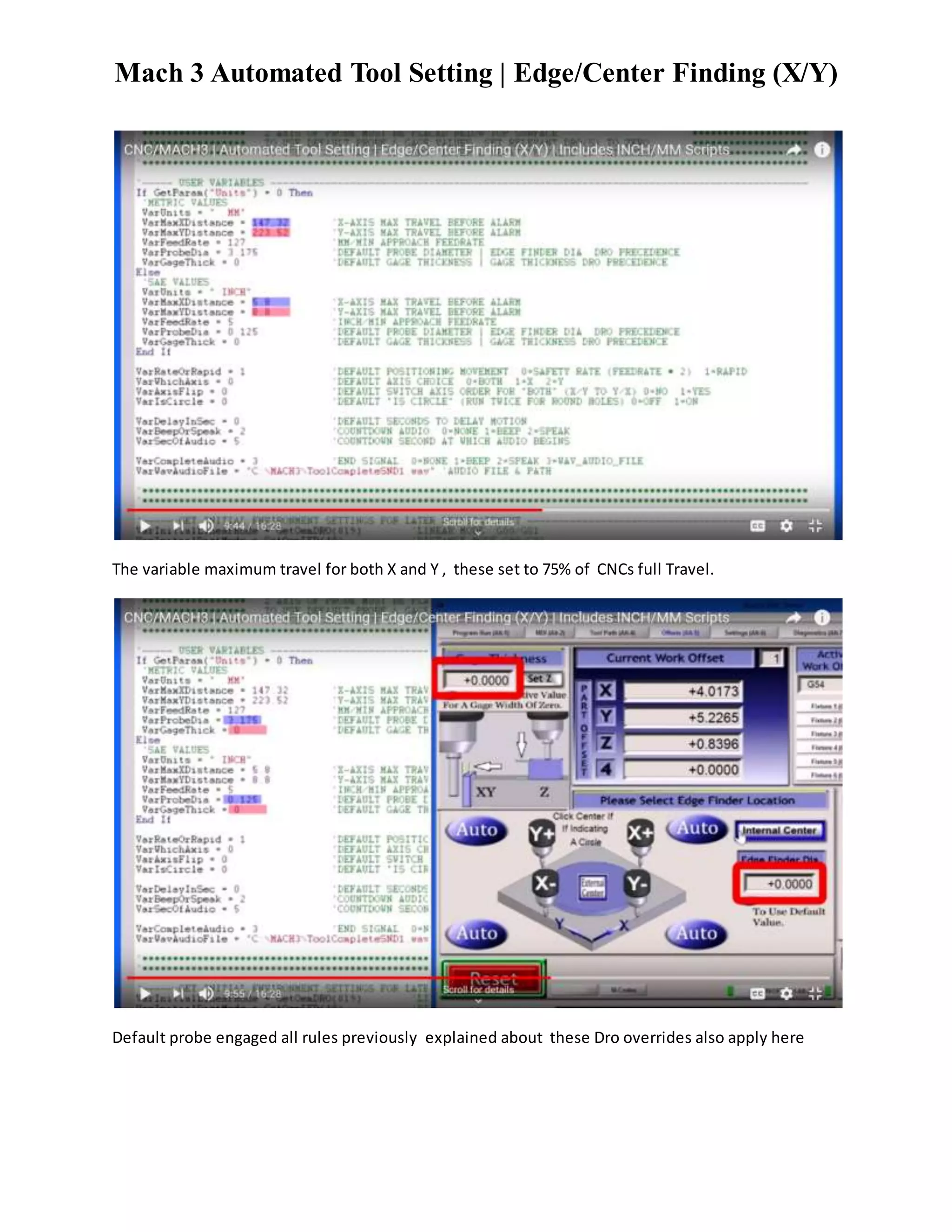 Automated tool setting edge and center finding x and y axis | DOCX