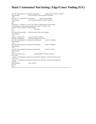 Automated tool setting edge and center finding x and y axis | DOCX