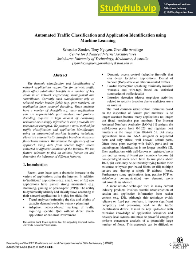 Automated Traffic Classification And Application Identification Using