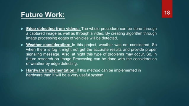 Automated traffic control by using image processing | PPT