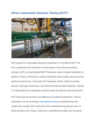 Automated Ultrasonic Testing: Principles, Advantages & Disadvantage | PDF