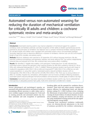 Automated versus non automated weaning | PDF