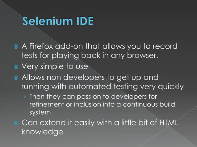 Automated Web Testing With Selenium Pptx Browsers Computer Software And Applications