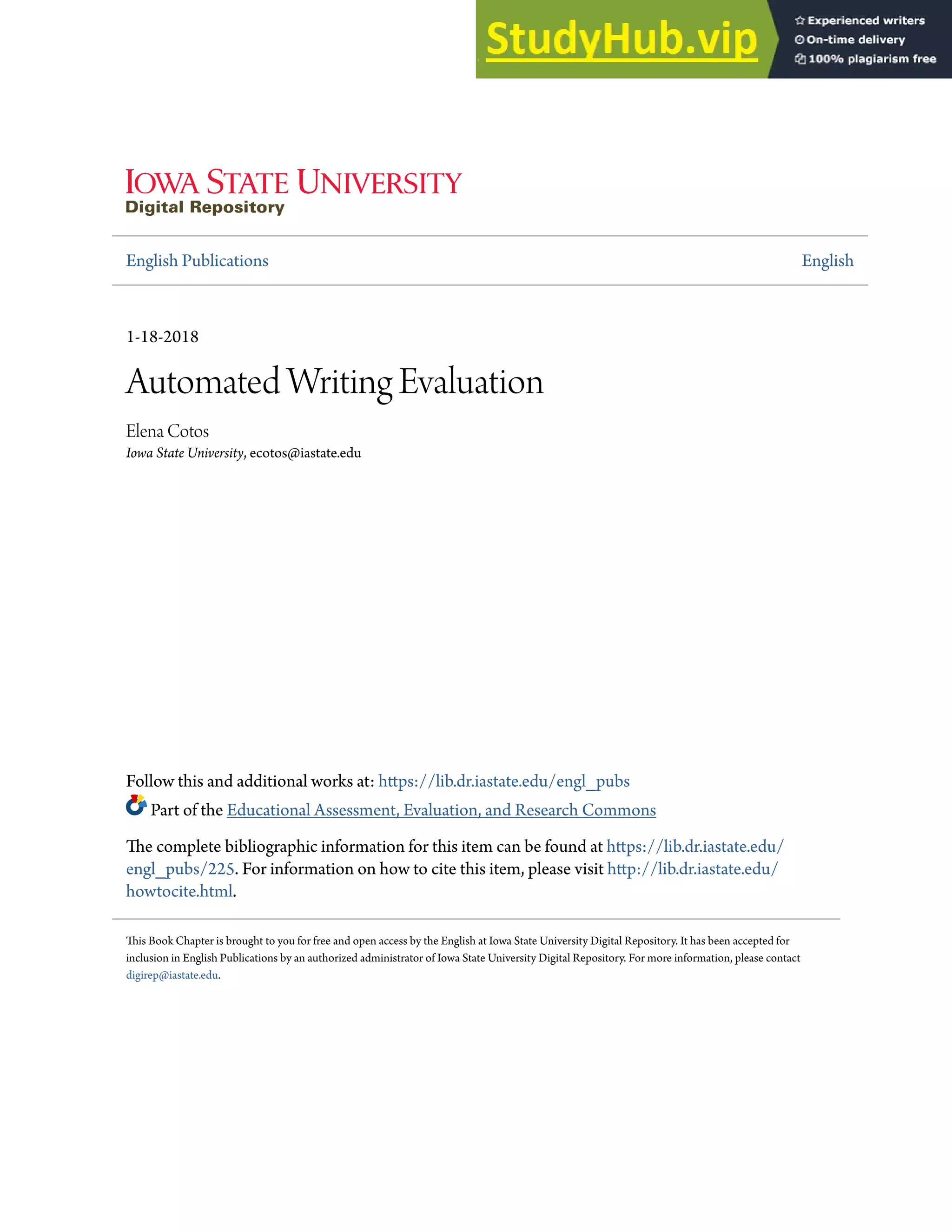 Automated Writing Evaluation | PDF