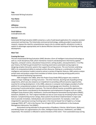 Automated Writing Evaluation | PDF