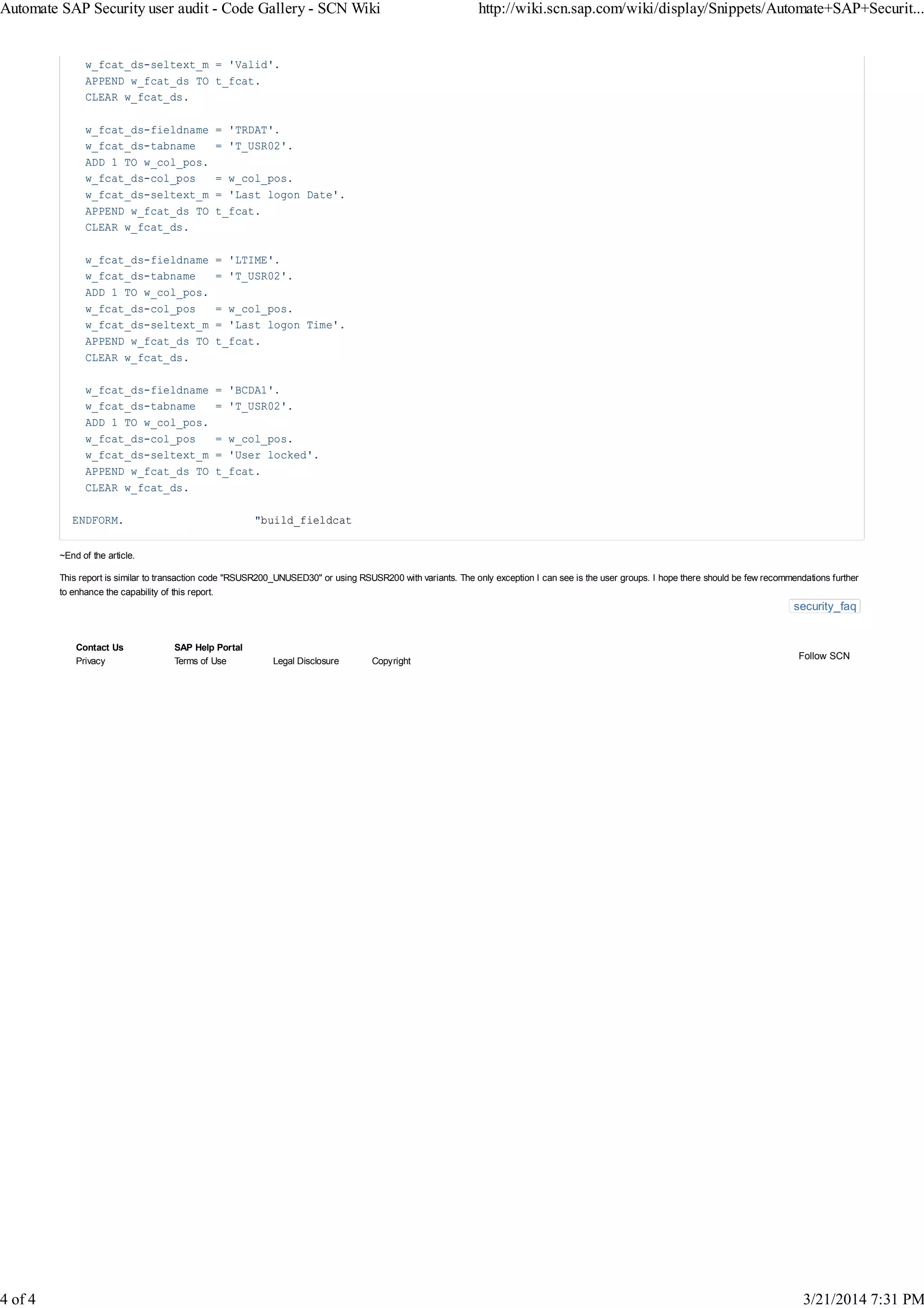 Automate sap security user audit | PDF